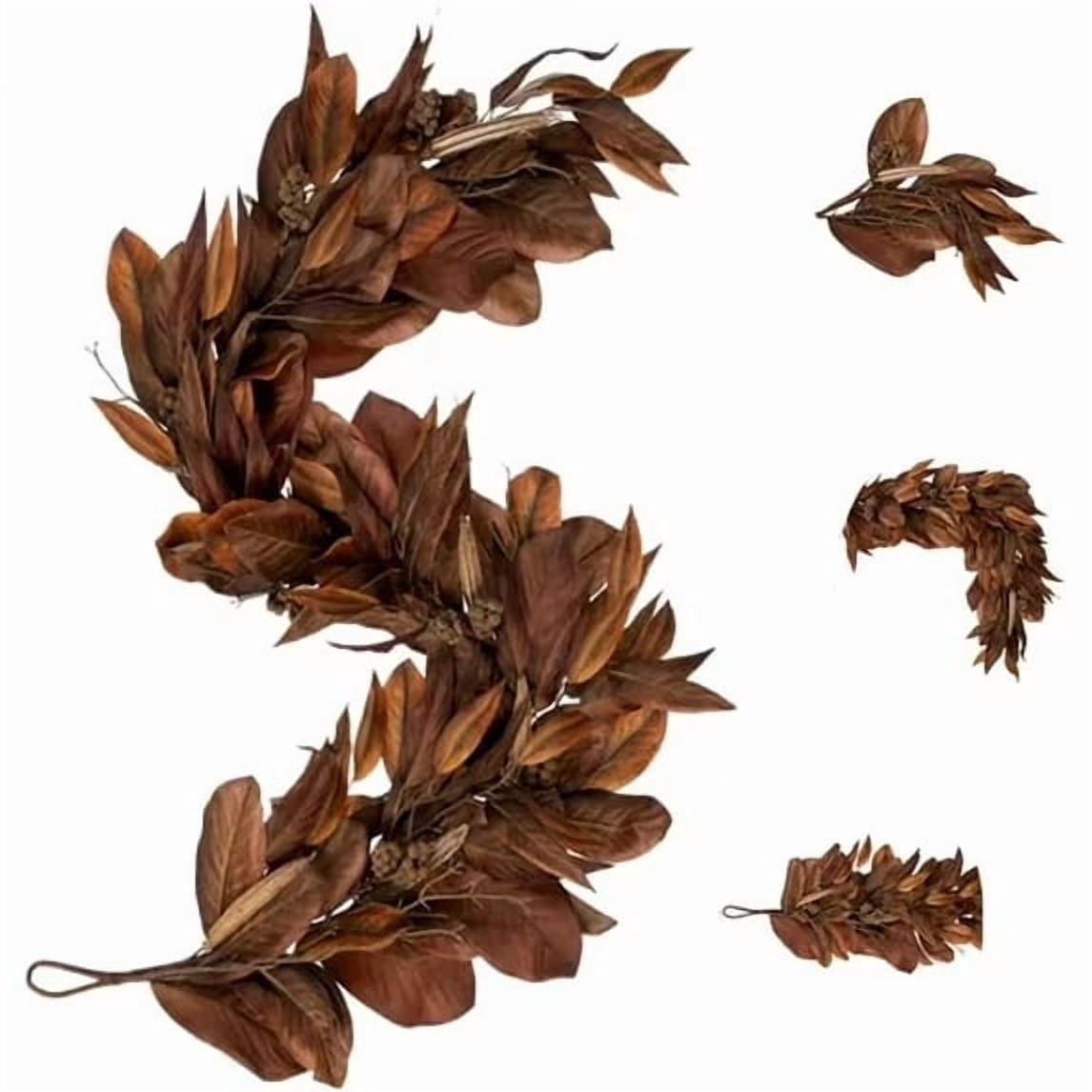 6FT Brown Magnolia Leaf Garland for Fall Decor – Realistic Faux Silk ...