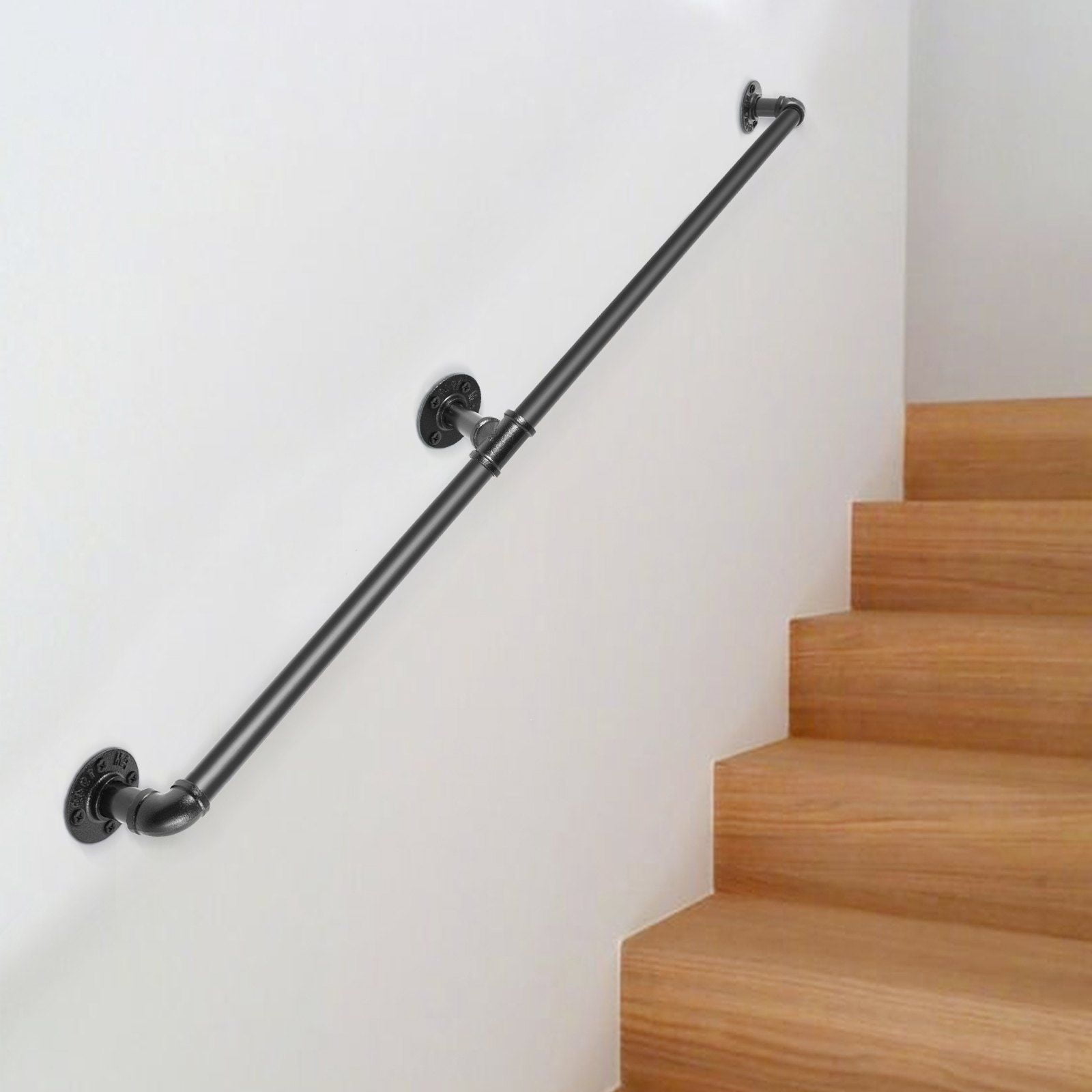 6FT Carbon Steel Pipe Stair Handrail, 440LBS Load Capacity, Wall ...