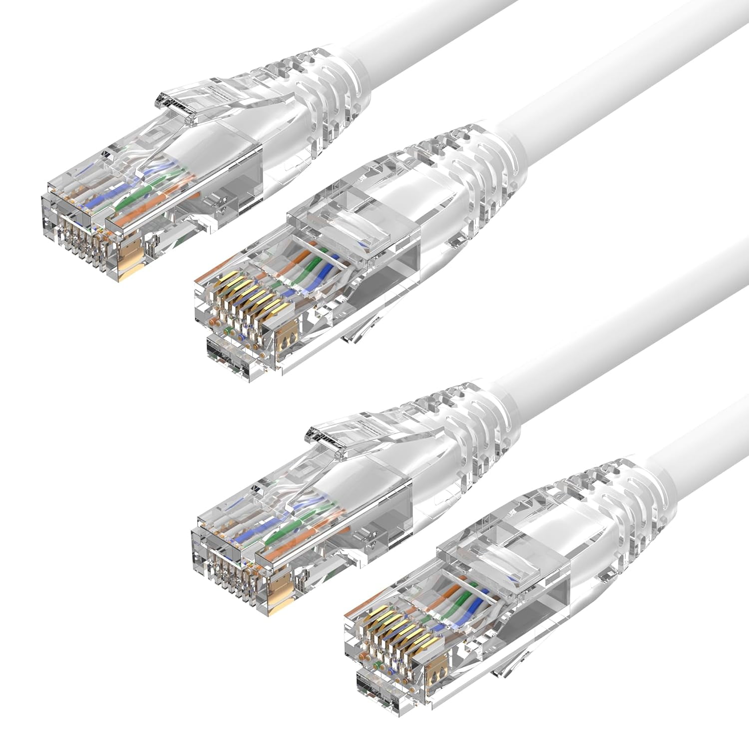 6FT Cat6 Patch Cables 2 Pack, Solid Pure Copper Patch Cord, Cat 6 ...