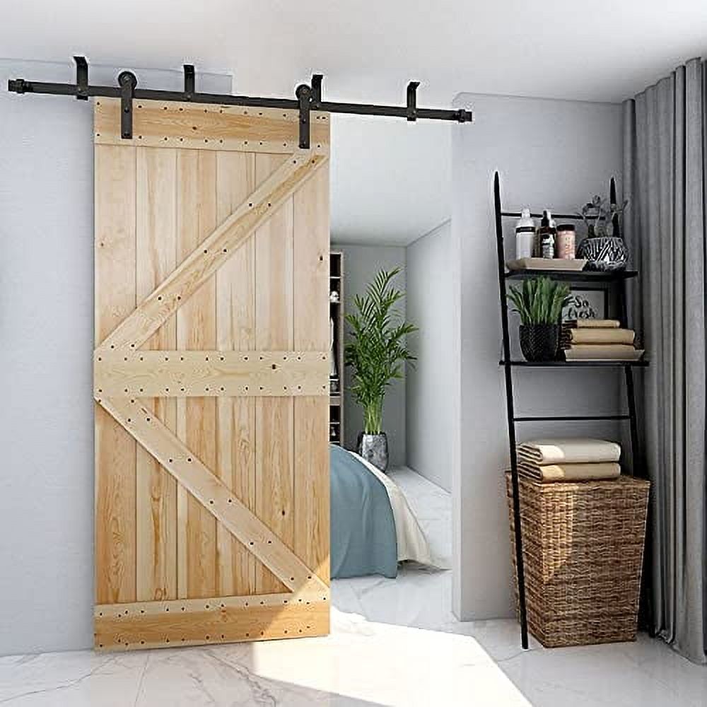 6FT Ceiling Mount Bracket Sliding Barn Door Hardware Kit Black,Strong ...
