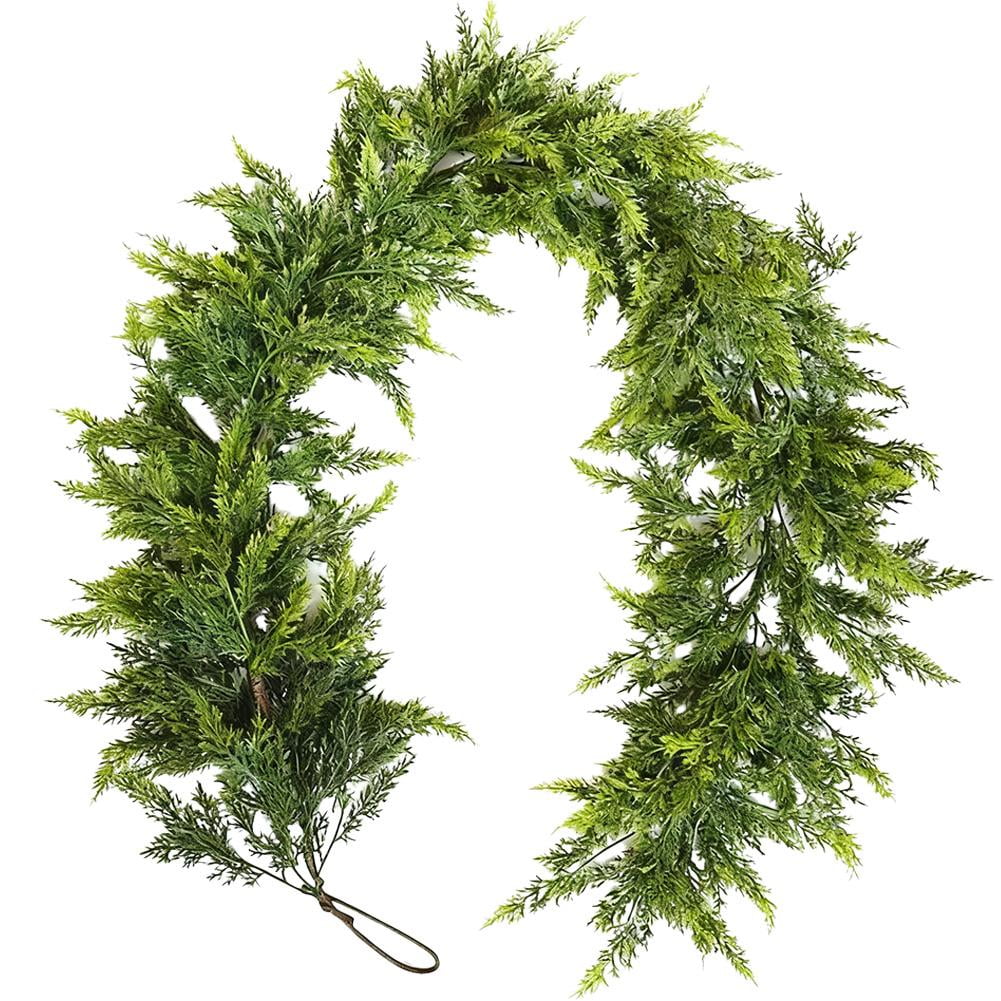 6FT Christmas Cedar Garland, Artificial Norfolk Pine Garland,Real Touch ...
