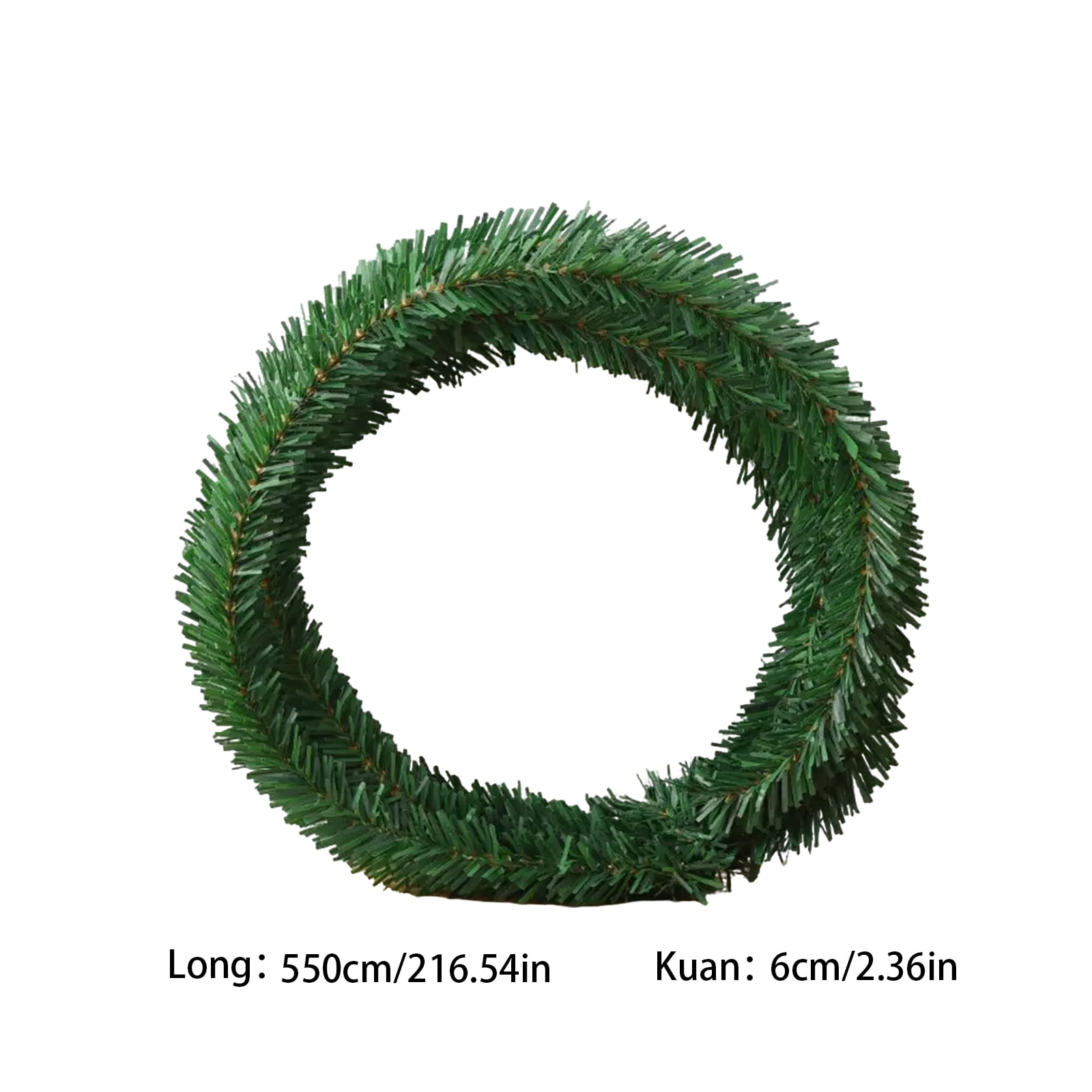 6FT Christmas Grass Garland(6cm Wide) Green Fake Pine Needles Wreath ...