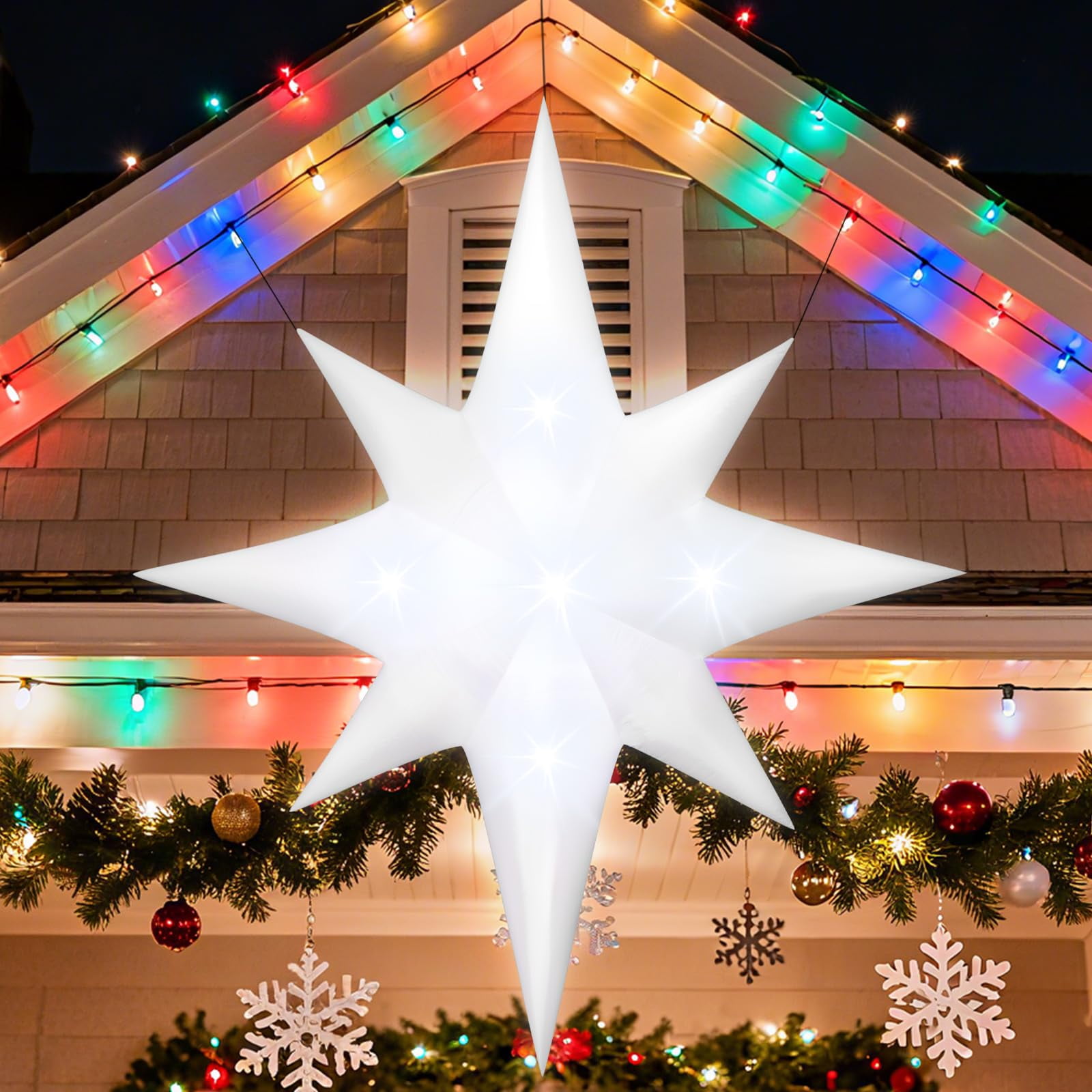 6FT Christmas Inflatable Bethlehem Star Outdoor Decorations Giant Up ...