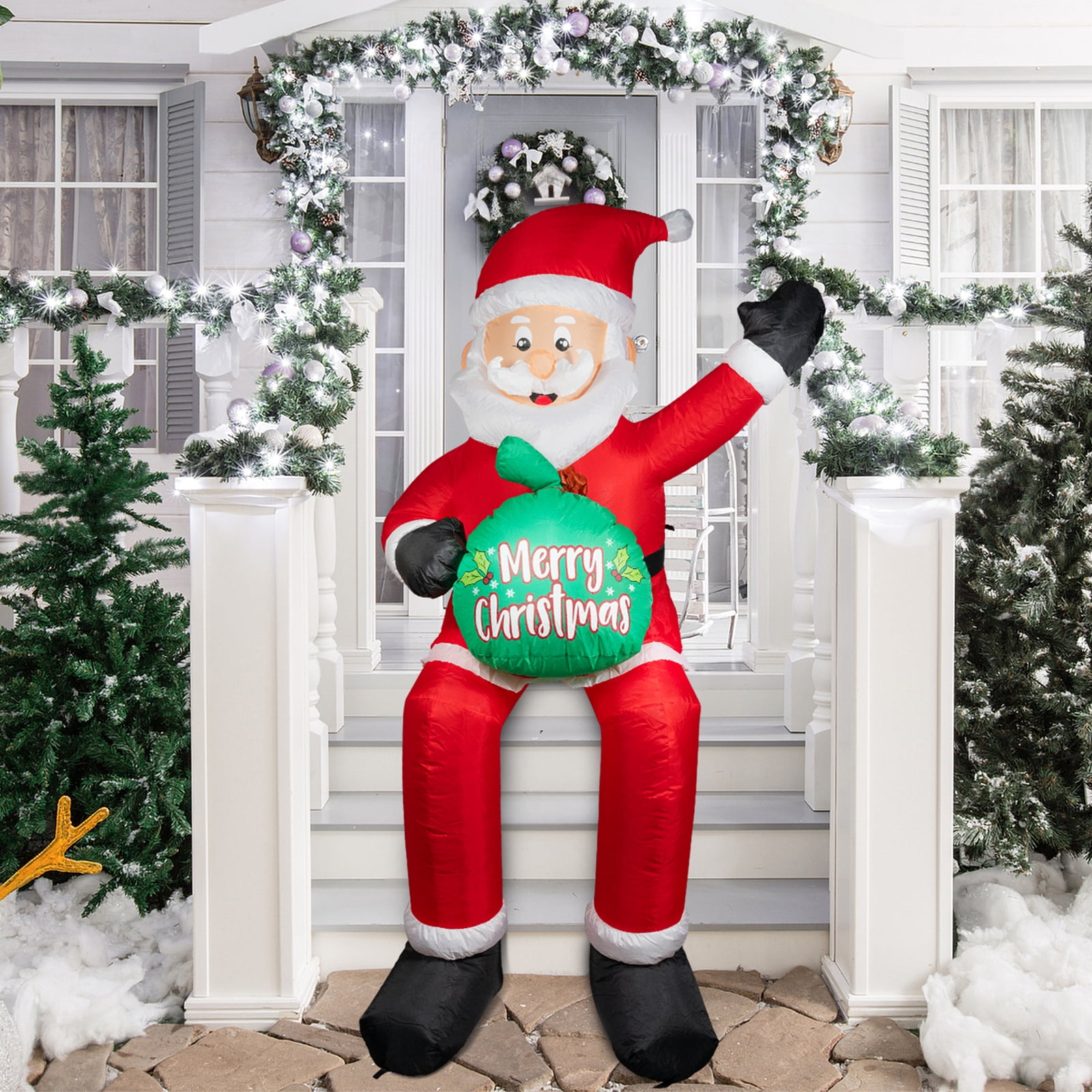 6FT Christmas Inflatables Outdoor Decorations, Built-in LED Lights ...