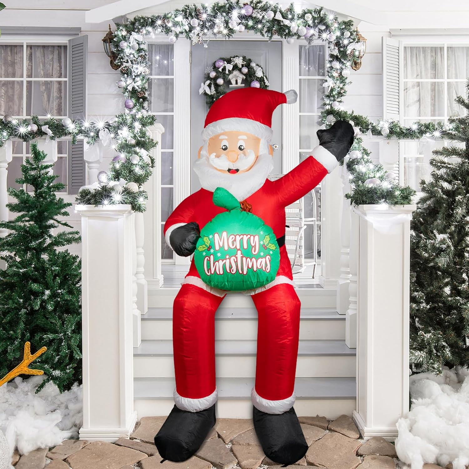 6FT Christmas Inflatables Outdoor Decorations, Climbing Santa Christmas ...