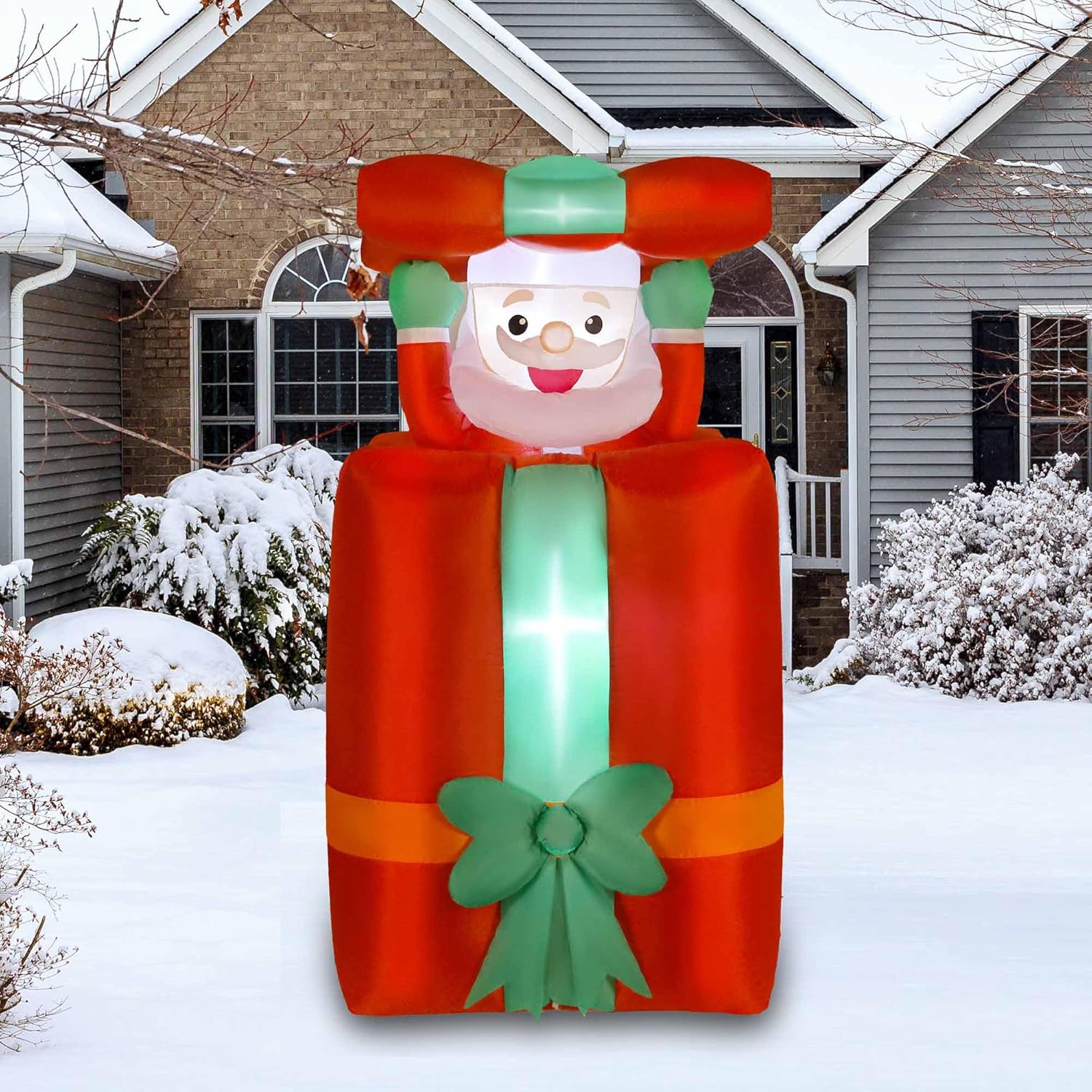 6FT Christmas Inflatables Outdoor Decorations Joy Hanging Santa Claus ...