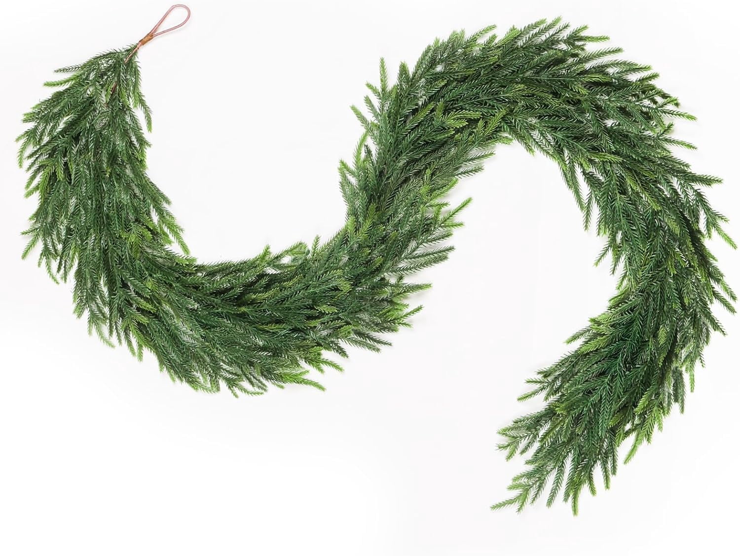 6FT Christmas Norfolk Pine Garland, Real Touch Faux Green Garlands ...