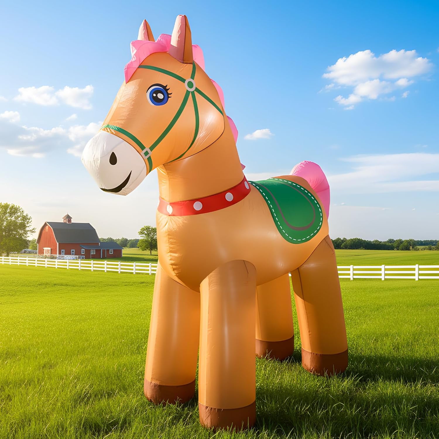 6FT Christmas Spring Farm Ranch Horse Inflatables Blow up Cute ...