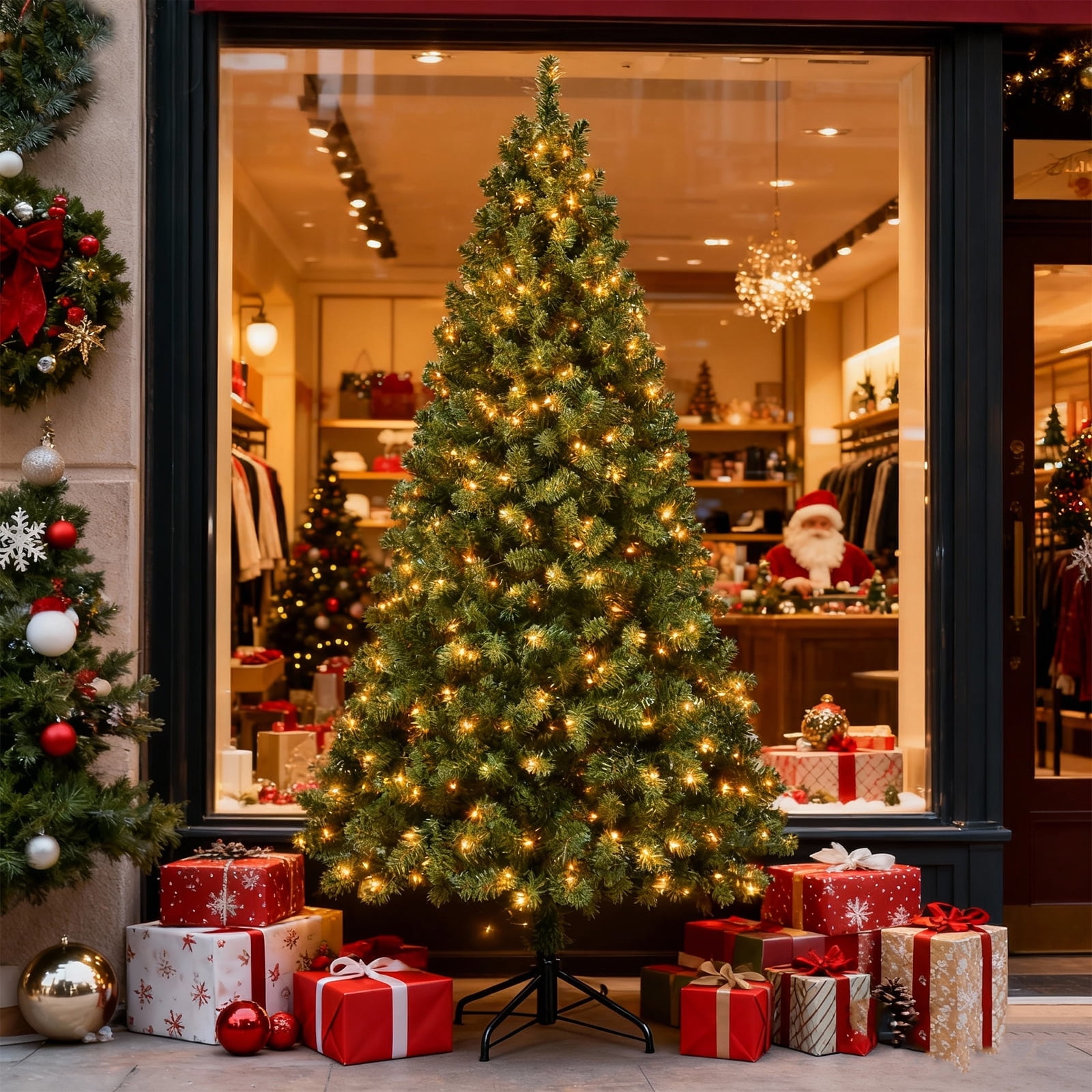 Bringstar 6FT Prelit Artificial Christmas Tree with 300 Warm White ...