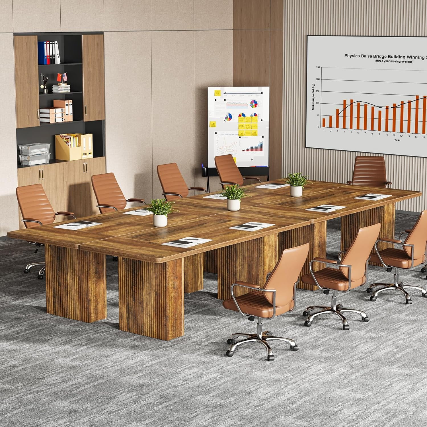 6FT Conference Table for 6-8 People, Rectangular Meeting Room Table for ...