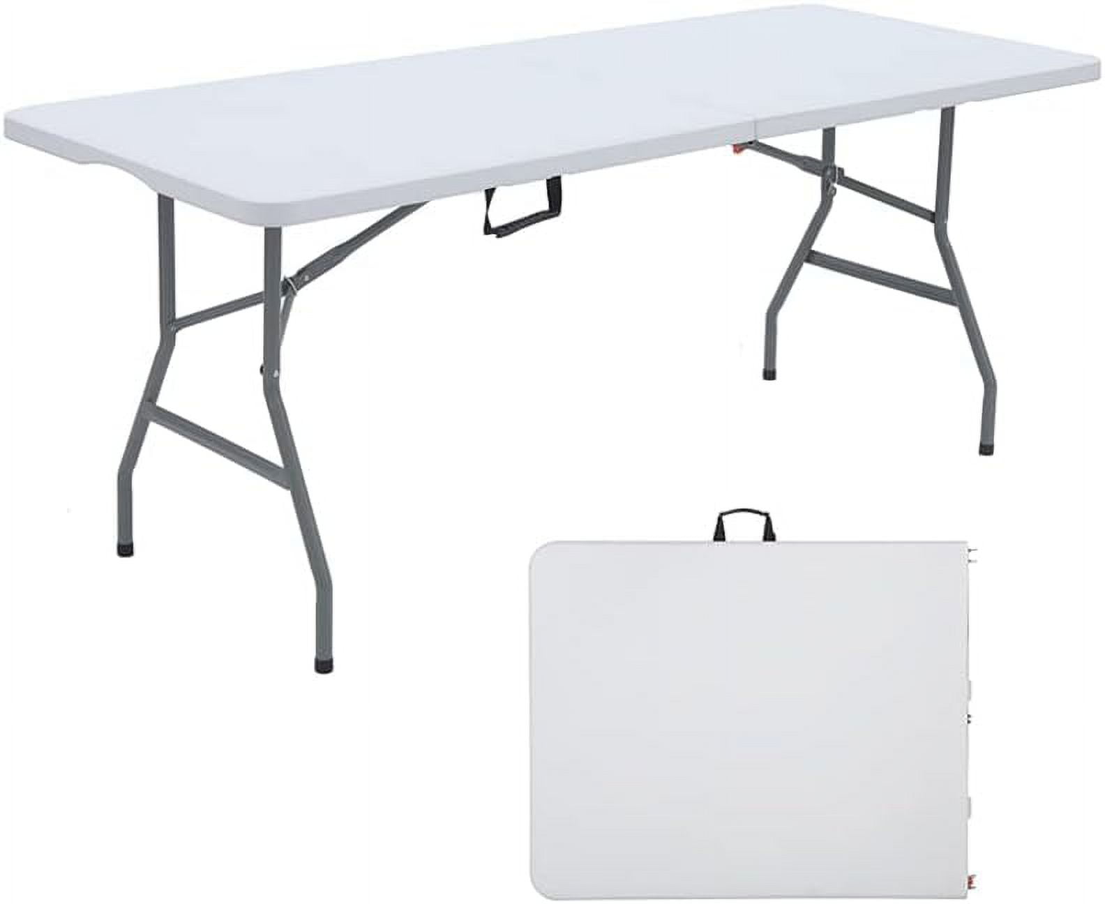 6FT Dining Table, Foldable Plastic Utility Table, Indoor Outdoor ...