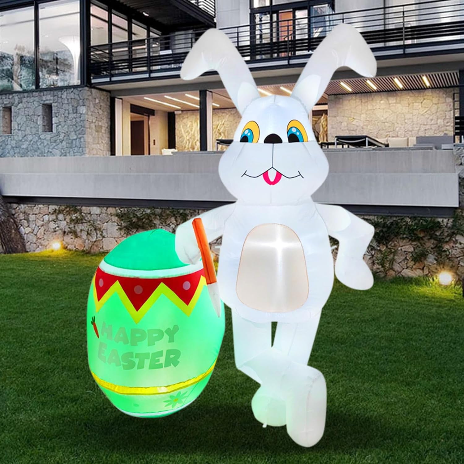 6FT Easter Inflatables Rabbit Decorations, with Easter Egg & LED ...