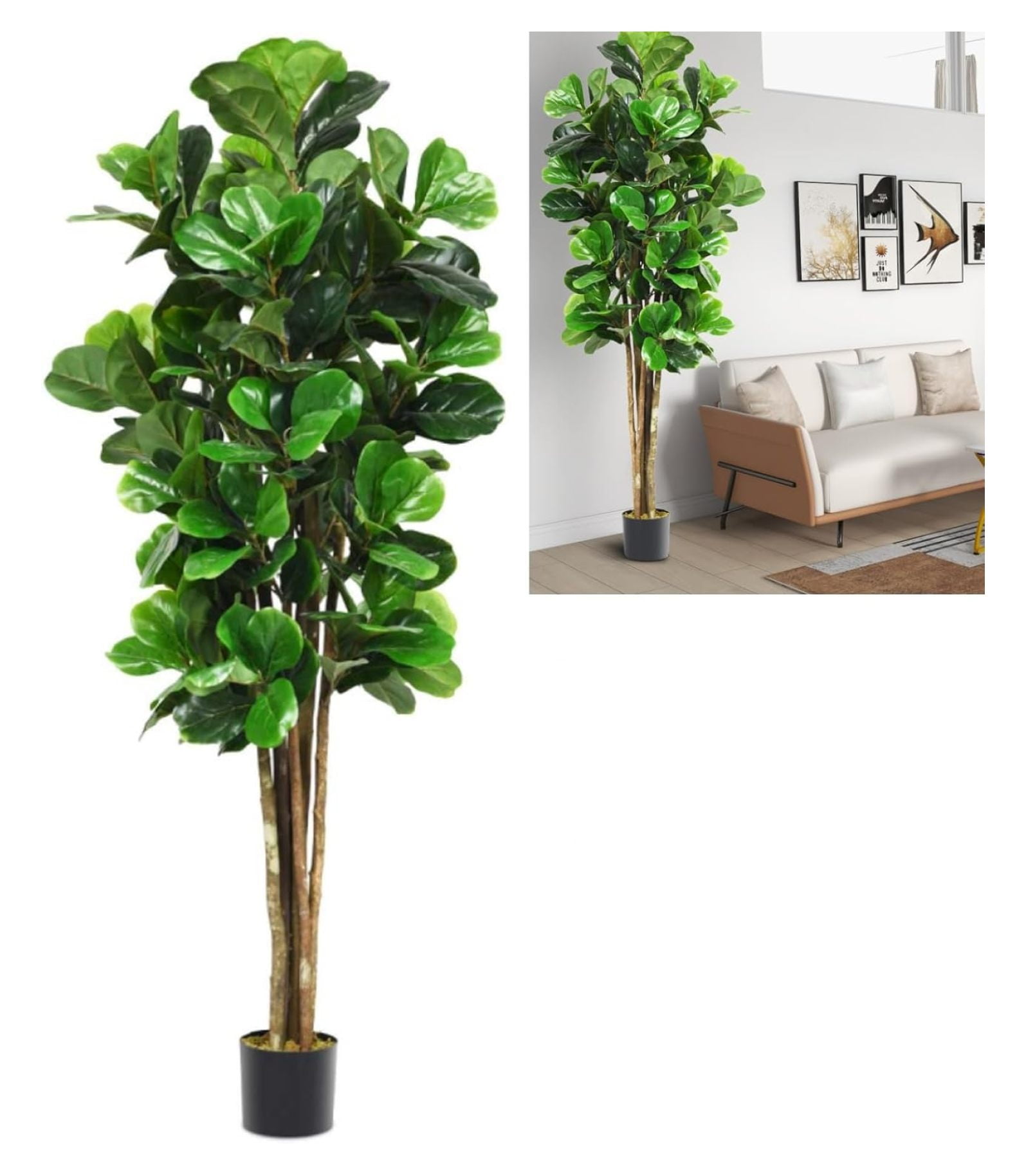 6FT Fake Fiddle Leaf Fig Tree, Artificial Greenery Plants in Nursery ...