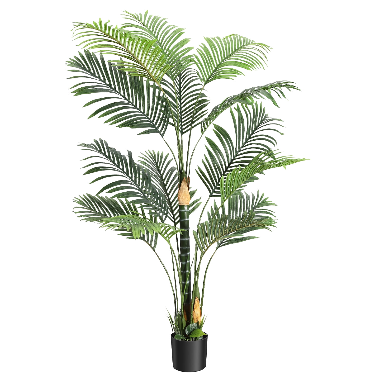 6FT Fake Tropical Palm Plant, Artificial Golden Cane Palm Tree, Pre ...
