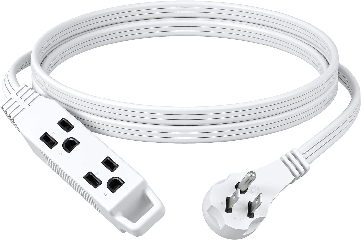 6FT Flat Plug Extension Cord, 16/3 SPT-3 Flat Wire & 3 Grounded Outlets ...