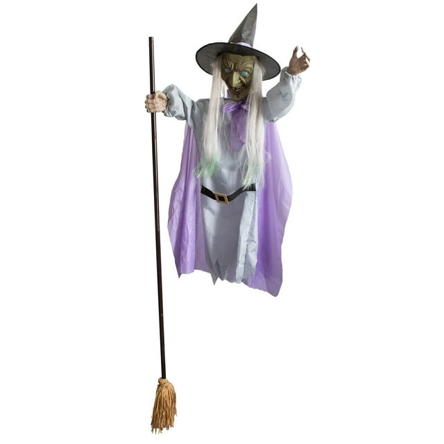 6FT Flying Witch Outdoor Hovering Witch Holding Sweeper Props Animated ...