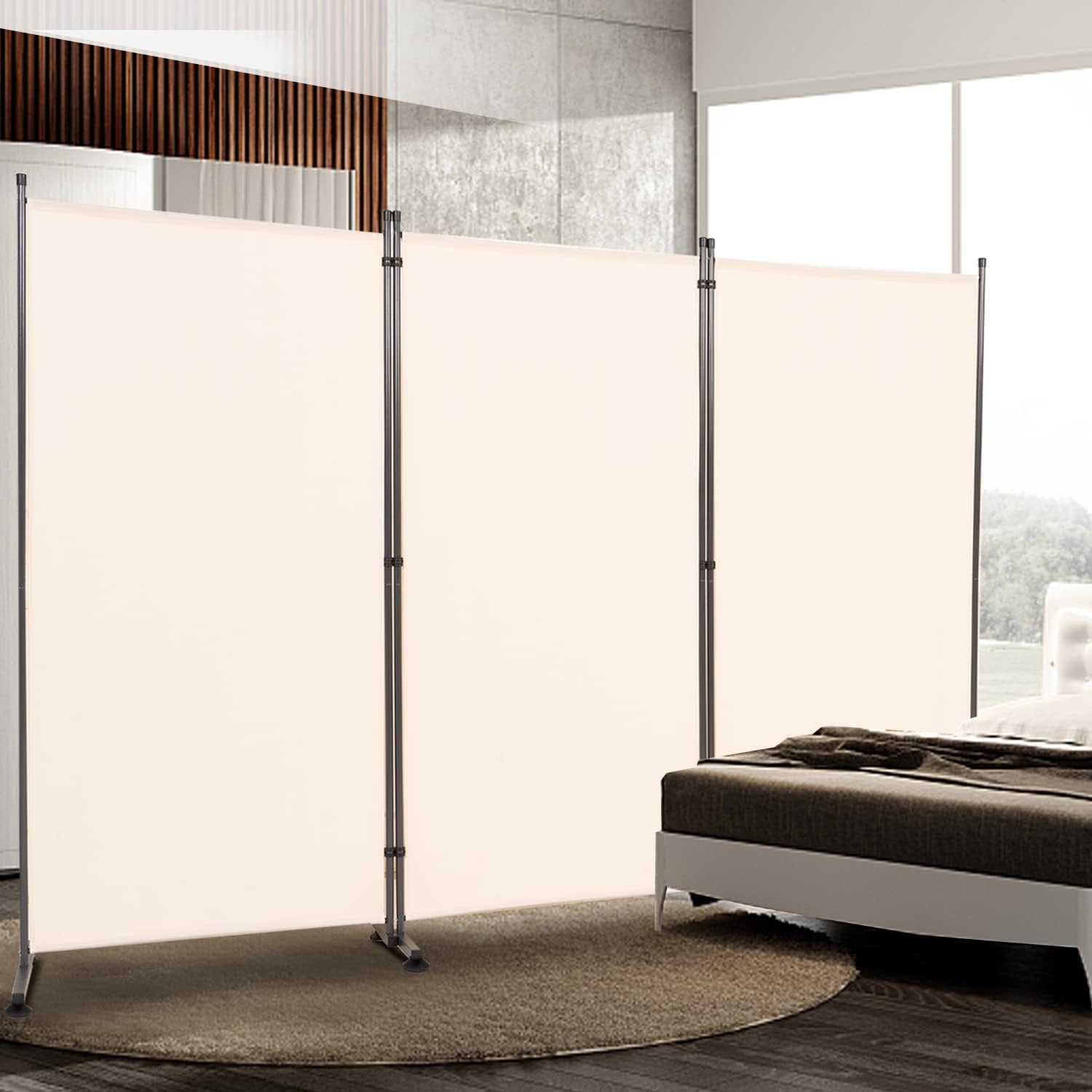 6FT Folding Privacy Screens: 3 Panel Room Divider with Freestanding Design, Portable Wall ...
