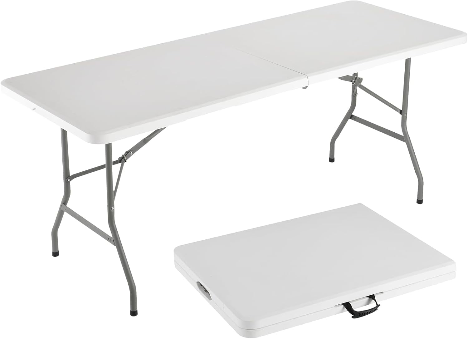 6FT Folding Table, Folding Table for Party, Banquet, Wedding, BBQ w ...