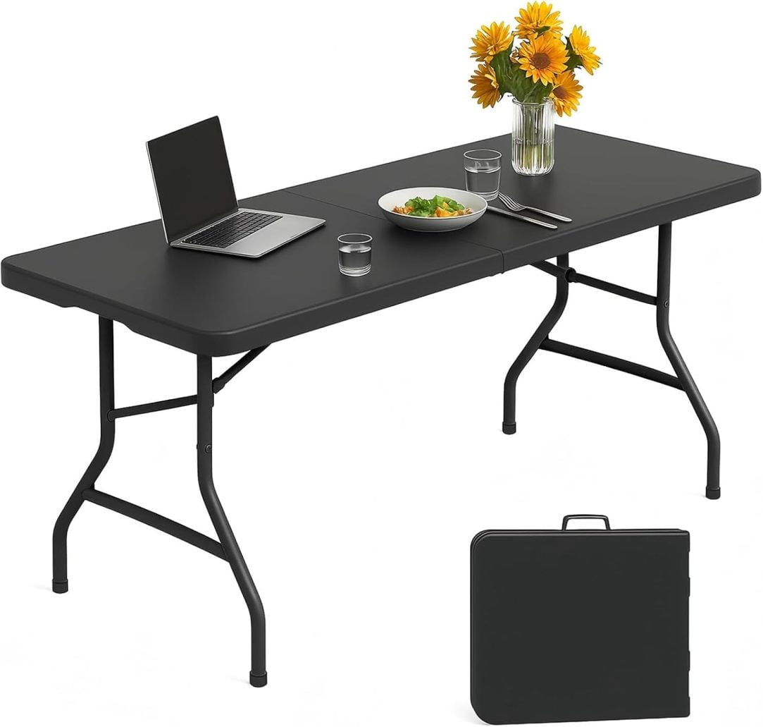 6FT Folding Table Heavy Duty Foldable Table Lightweight Plastic Table ...