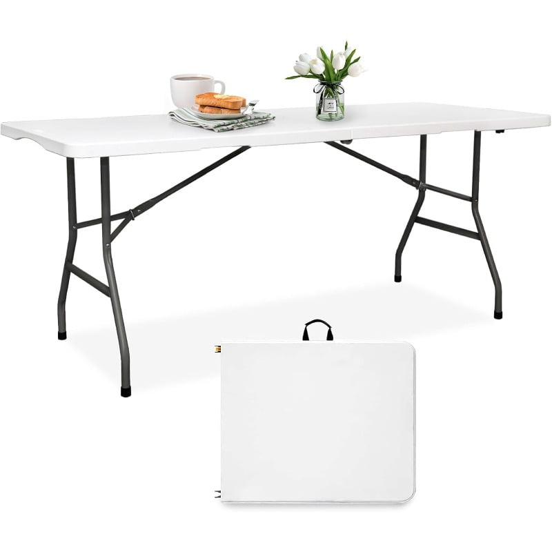 6FT Folding Table - High - Density Polyethylene (HDPE) Foldable Desk ...