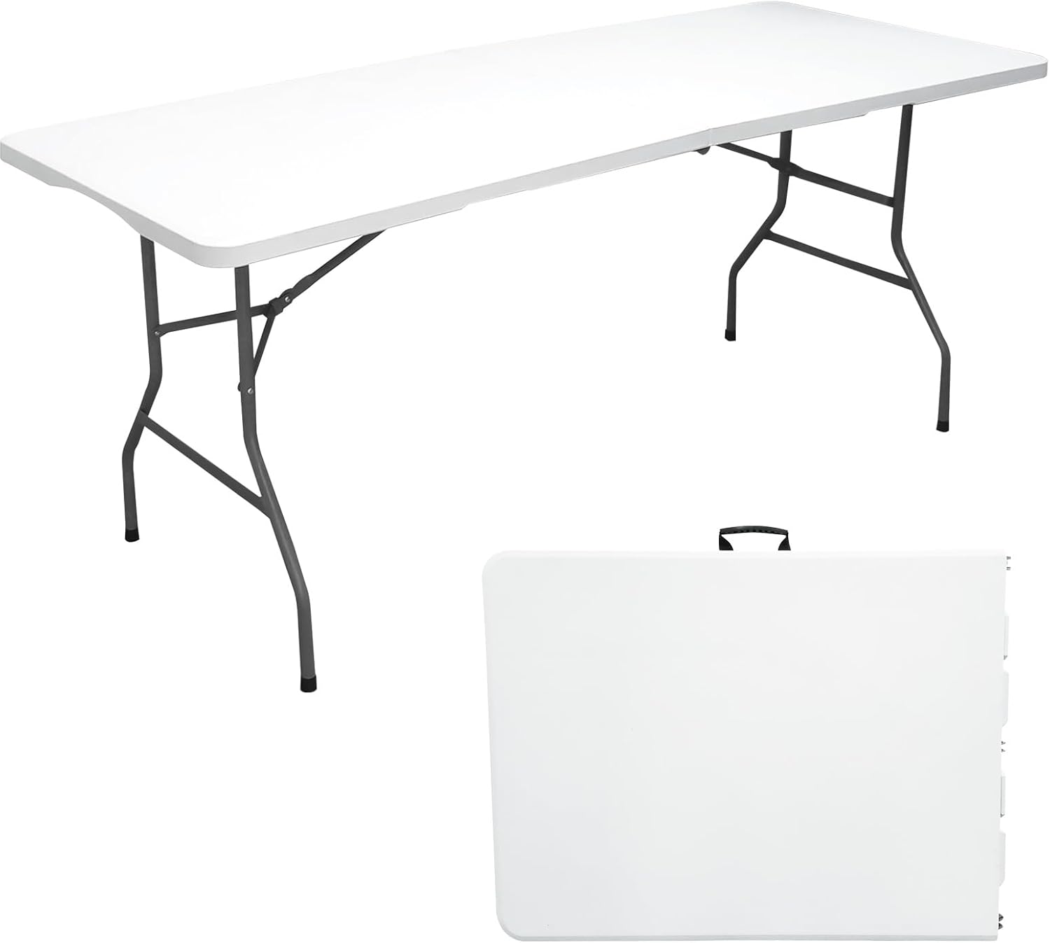 6FT Folding Table, Indoor & Outdoor Heavy Duty Portable Table, Folding ...