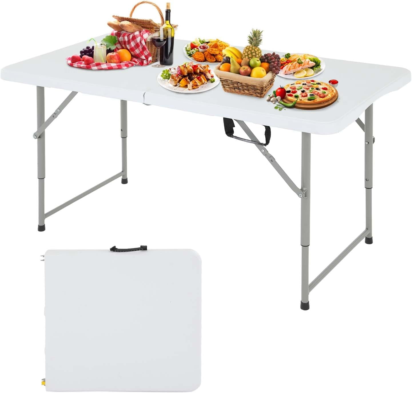 6FT Folding Table, Picnic Camping Table, Foldable Outdoor Table for ...