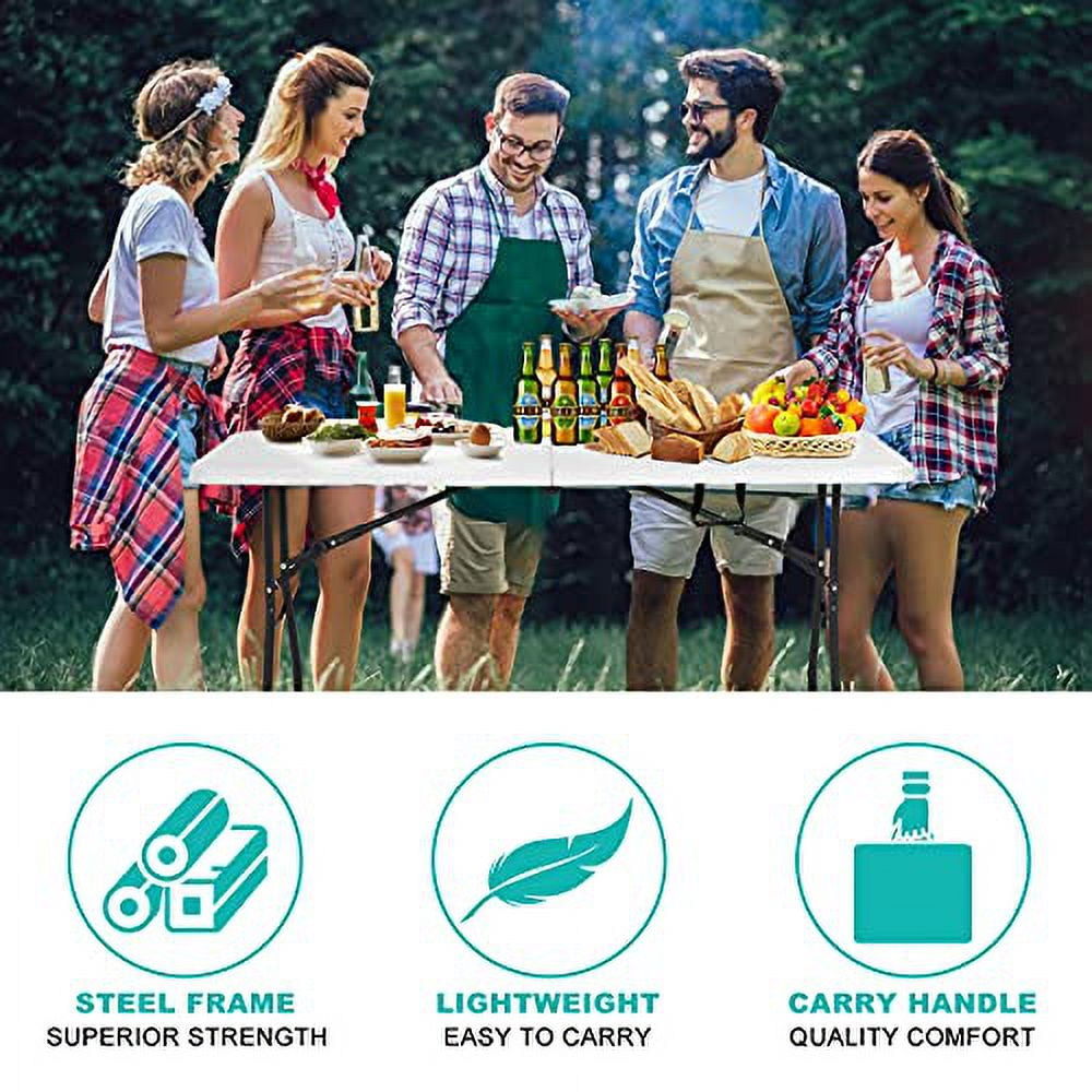 6FT Folding Table Plastic Picnic Table Fold Up Table Camping Table ...