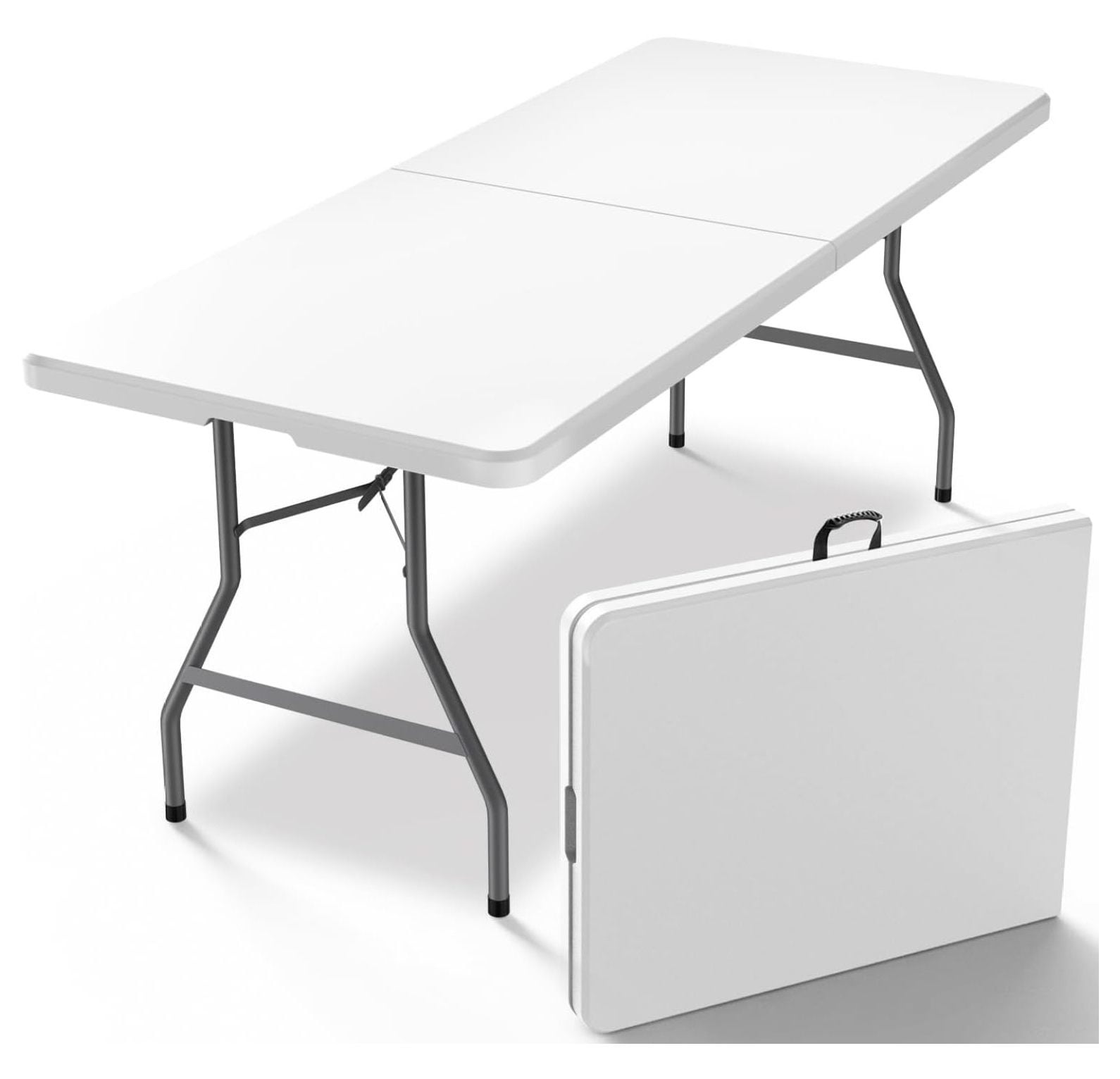 6FT Folding Table with Carrying Handle, 30x72 Inch Portable Plastic ...