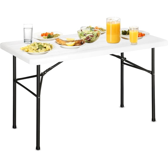 6FT Folding Tables Heavy Duty White Foldable Table, Multi-Functional ...