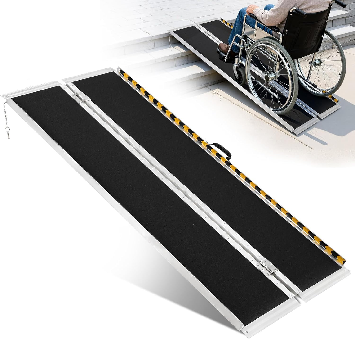 6FT Folding Wheelchair Ramp 800LBS Aluminum Portable Non-Slip Ramp for ...