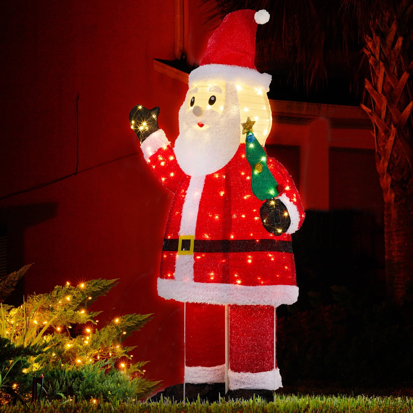 6FT Giant Christmas Inflatable Santa Claus with LED Lights and Gift Bag ...