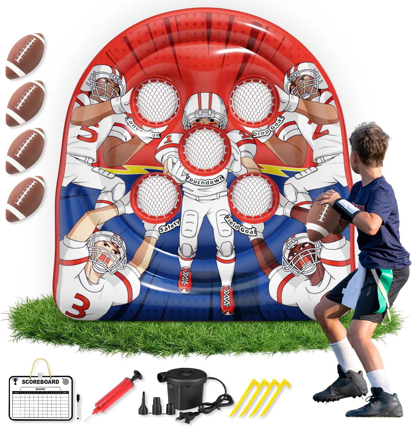 6FT Giant Inflatable Football Target Toss Game - Fun Kids Indoor ...