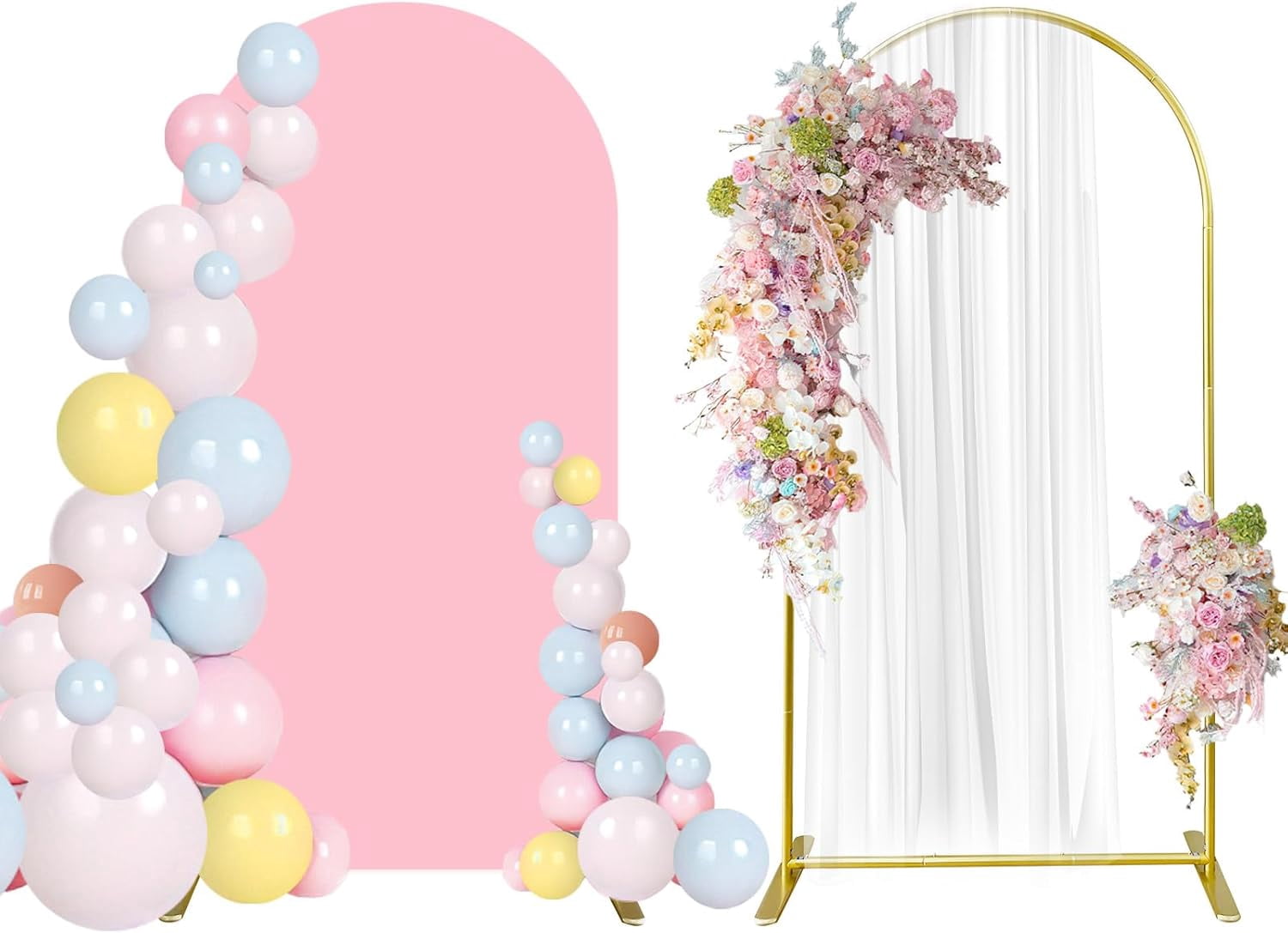6FT Gold Wedding Arch Frame with Arch Stand Cover, Metal Arch Stand for ...