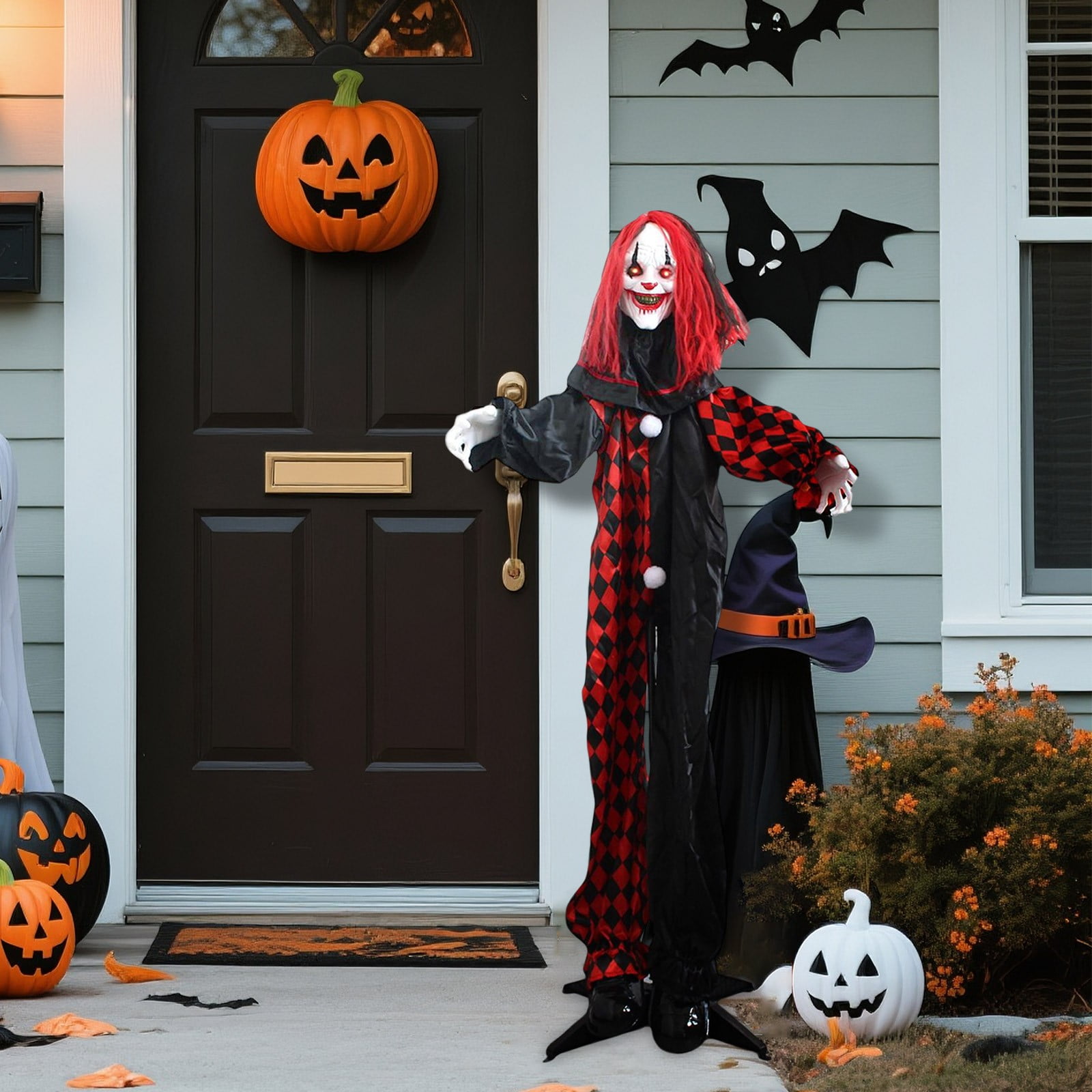 6FT Halloween Animatronics Clown Decorations, Sound Activated Standing ...