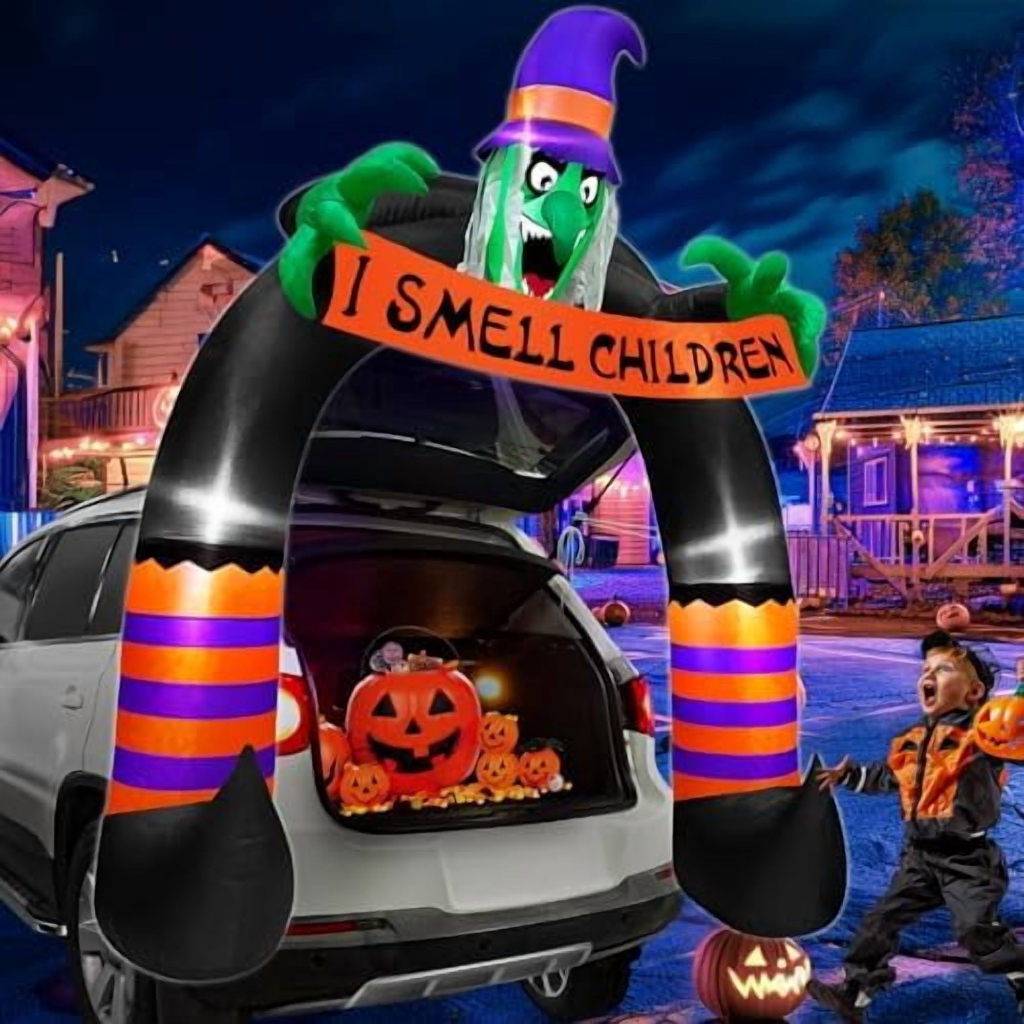 6FT Halloween Inflatable Trunk or Treat Car Decoration Scary Witch Arch ...