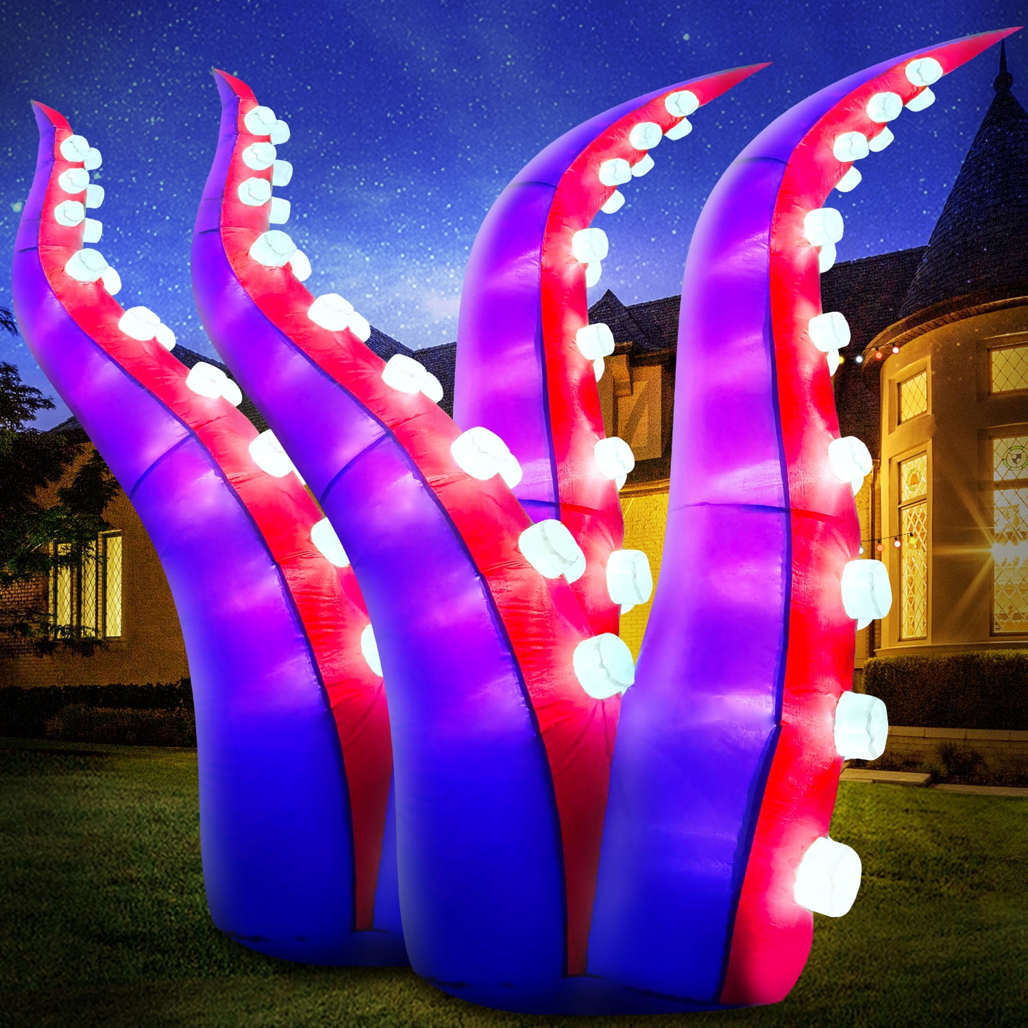 DeeKom Halloween Inflatables, Set of 2, 6' Octopus with 36 LED Lights ...