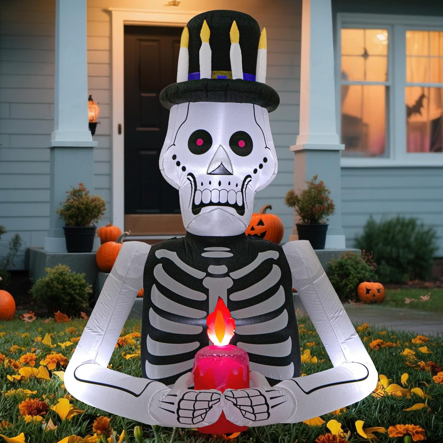 6FT Halloween Inflatables Skull Decoration: Day of The Dead Skeletons ...