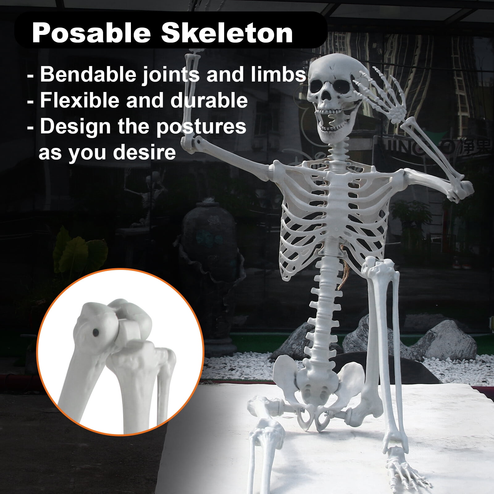 6FT Halloween Skeleton Life Size Posable Realistic Full Body Bone ...