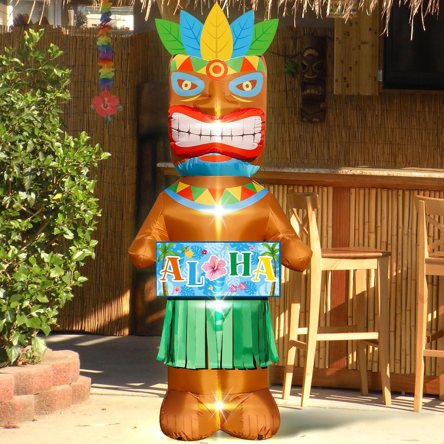 6FT Hawaiian Tiki Decorations Inflatable Luau Party Decorations Tiki ...