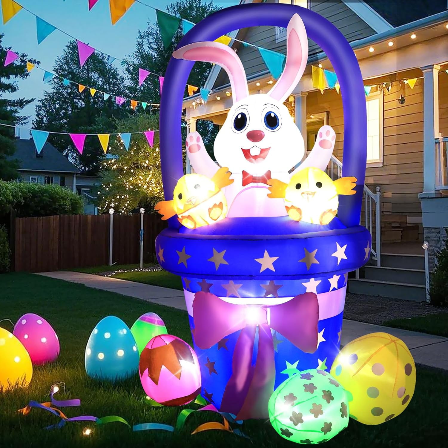 6FT Inflatable Easter Bunny Blow Up Yard Decorations Outdoor Bunny in ...