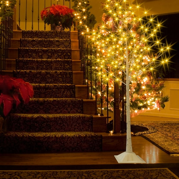 6FT LED Artificial Birch Tree for Indoor and Outdoor Decoration ...