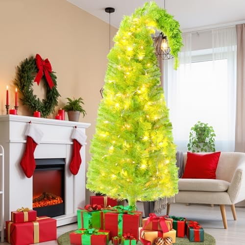 6FT Large Artificial Christmas Tree Xmas Holiday Whimsical Pre-Lit ...