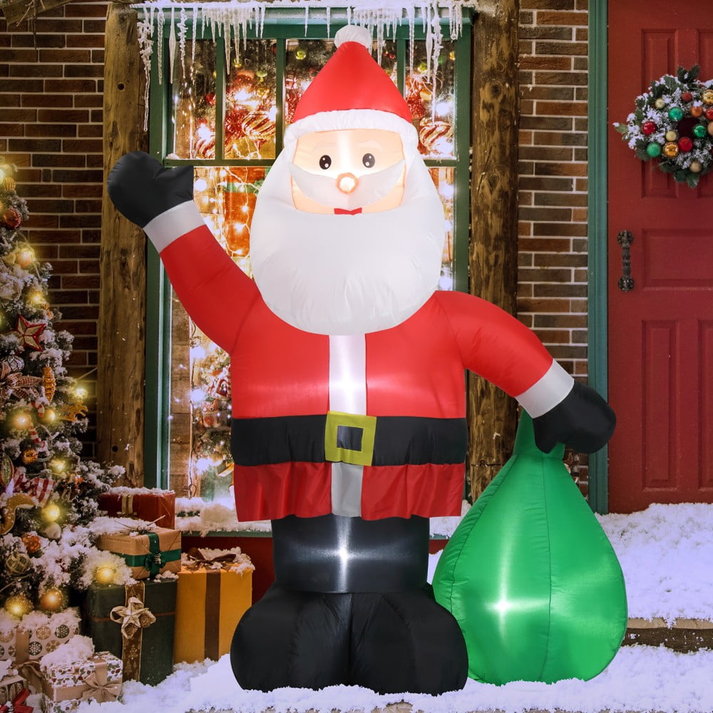 6FT Lighted Christmas Inflatable Santa Claus with Large Gift Bag, Funny ...