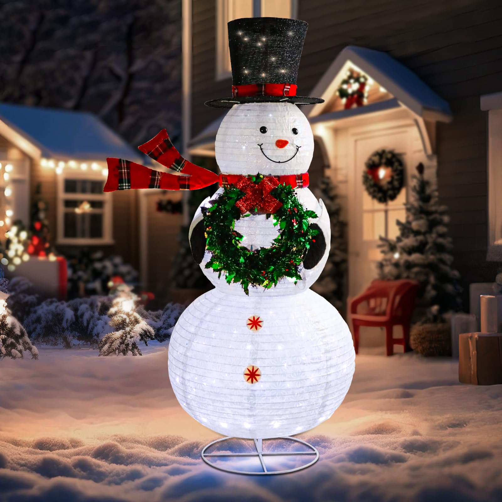 6FT Lighted Christmas Snowman Outdoor Pre-lit 3D Glittered Popup ...