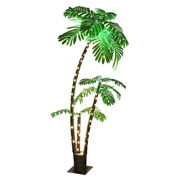 6FT Lighted Palm Tree for Patio Deck Pool Tiki Bar Beach Hawaiian Party ...