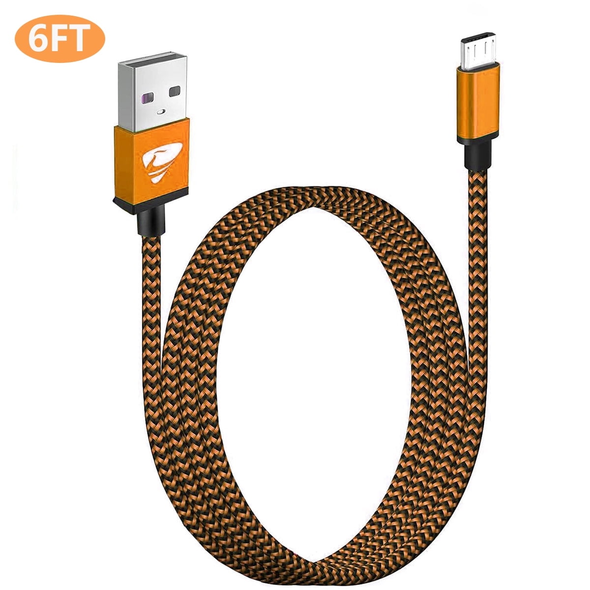 6FT Micro USB Cable Android Charger, Durable Nylon-Braided Android SUB ...