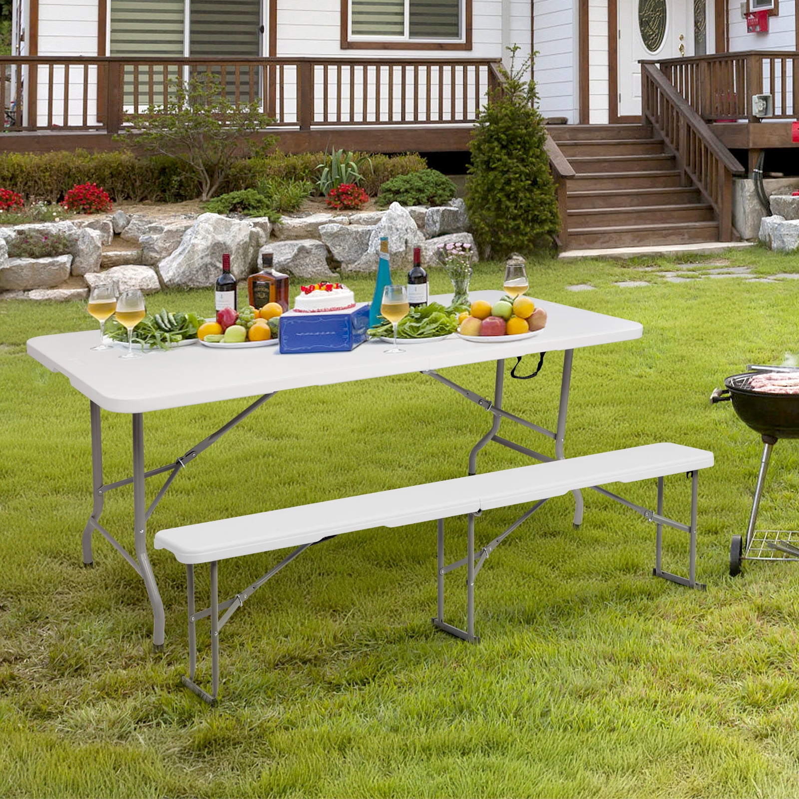 6FT Outdoor Courtyard Foldable Bench - Walmart.com