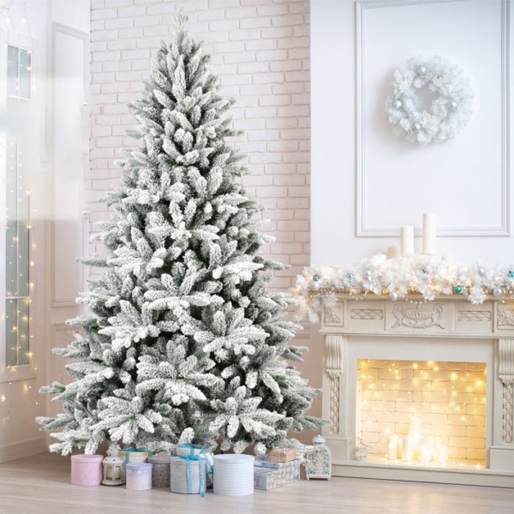 6FT PE&PVC Flocked Artificial Christmas Tree ,With 1100 branch tips and ...