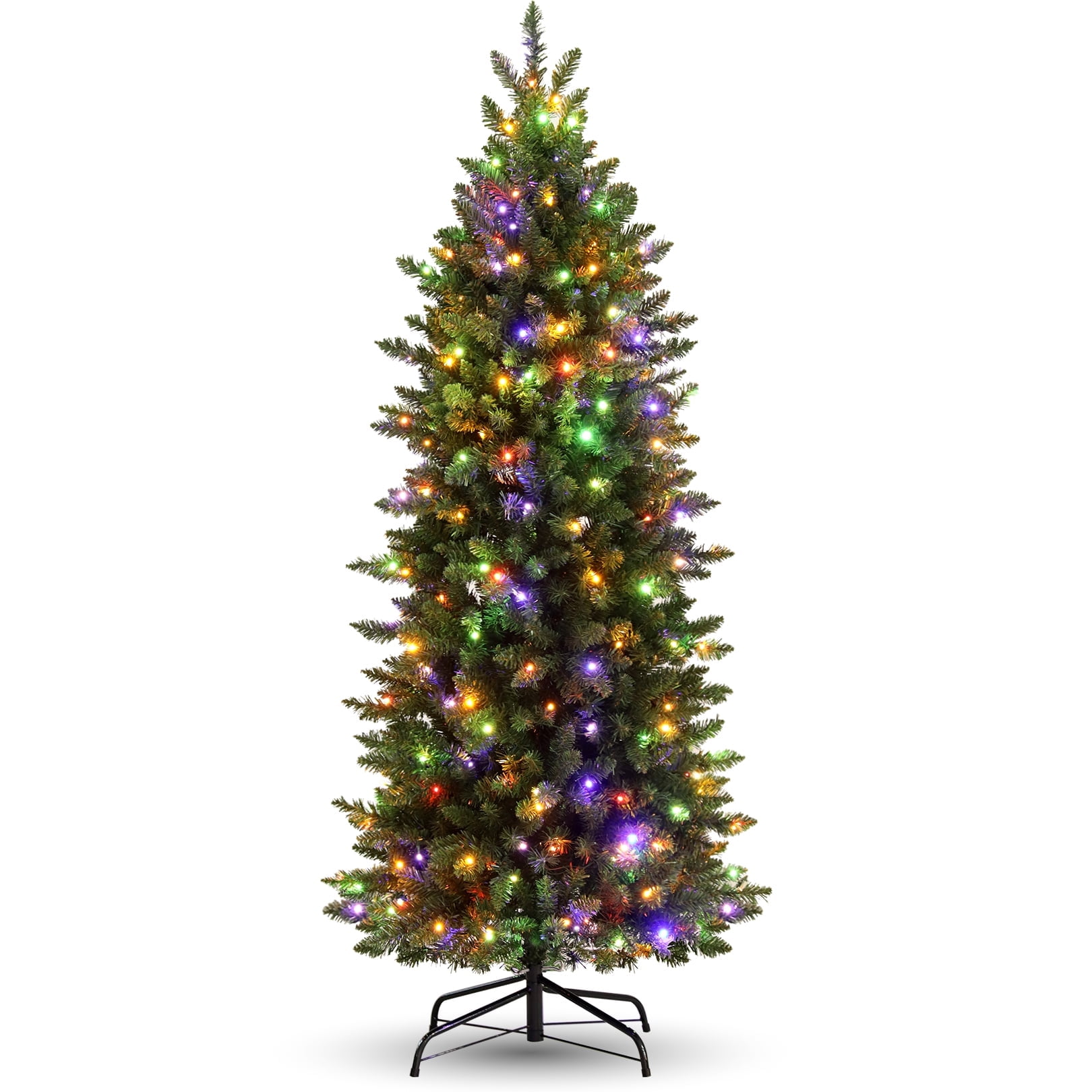 6FT Pencil Artificial Christmas Tree, Pre-Lit Slim Christmas Tree with ...