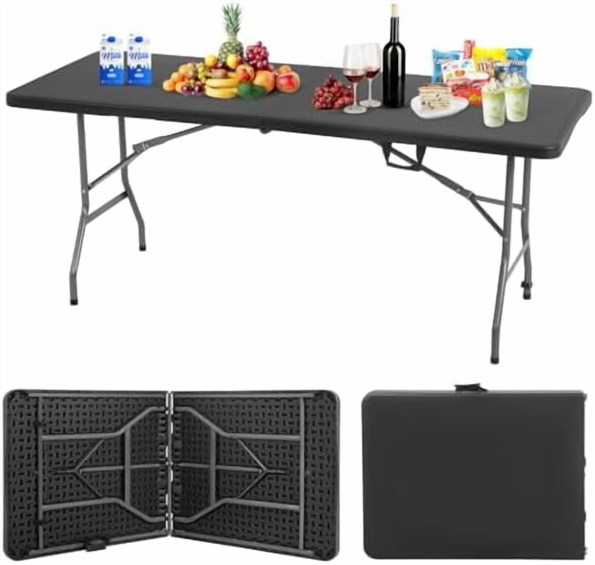 6FT Picnic Table Folding Table Camping Table Plastic Table Fold Up ...